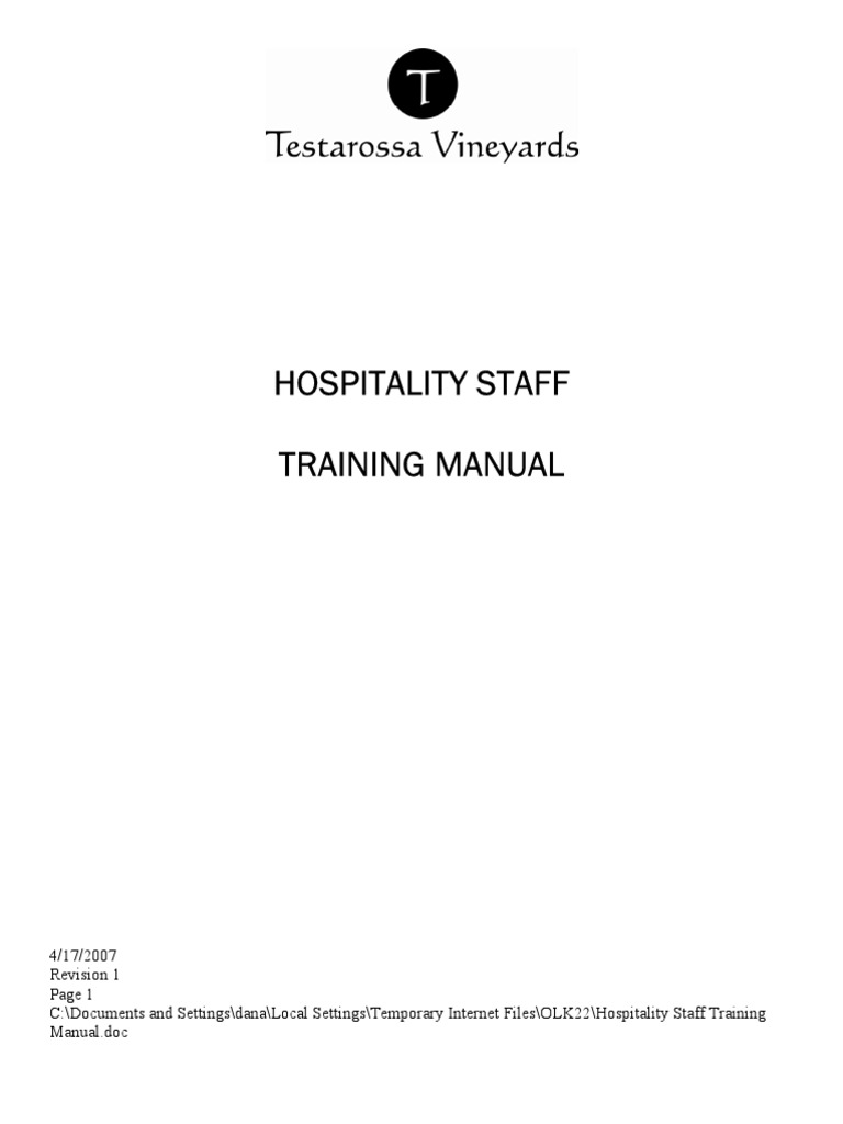 Hospitality Staff Training Manual | PDF | Wine | Viniculture