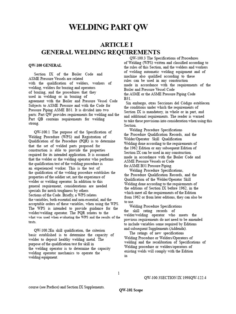 General Welding Requirements QW | PDF | Welding | Construction