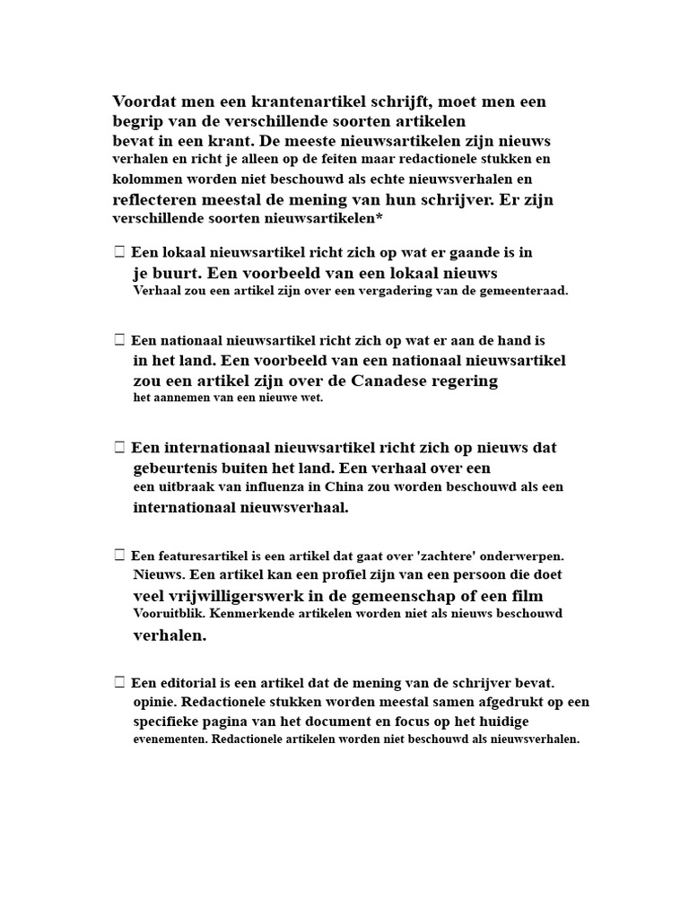 Soorten Krantenartikelen | PDF