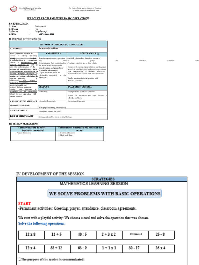 Basic Operations Problem-Solving Session | PDF | Mathematics | Cognition