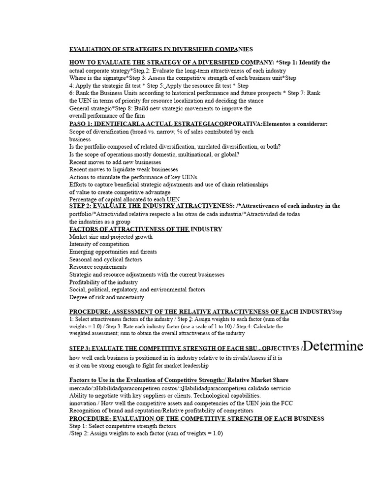 Evaluating Diversified Company Strategies | PDF | Strategic Management ...