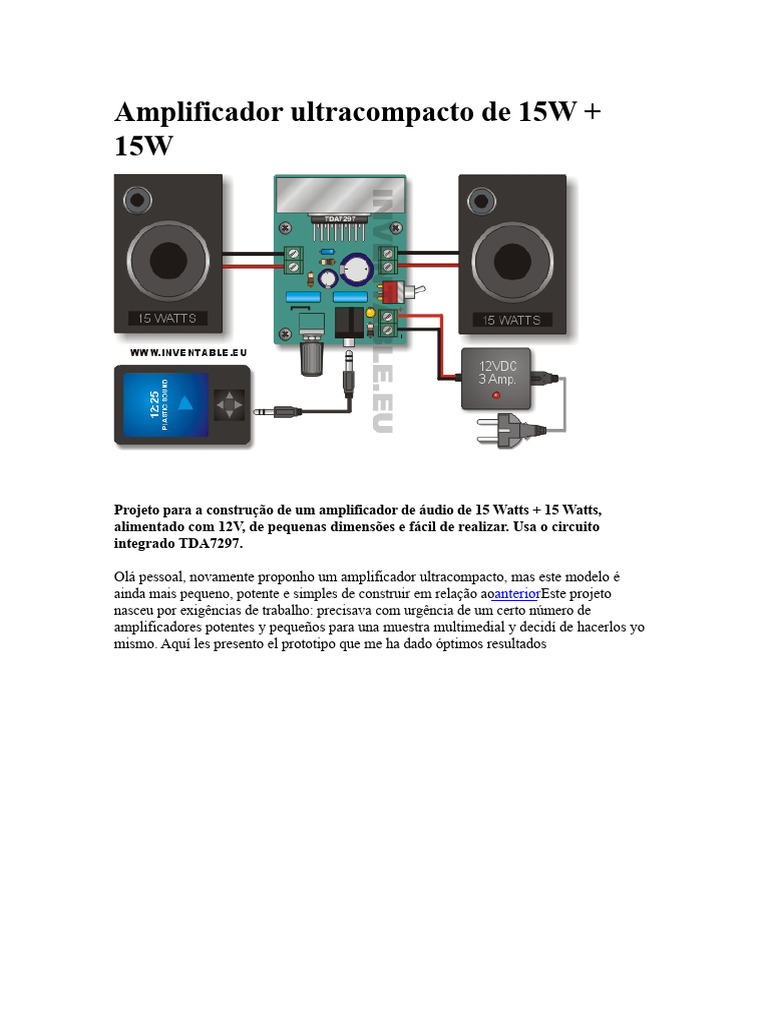 Amplificador de Áudio Com TDA7297 | PDF | Rede elétrica | Engenharia ...