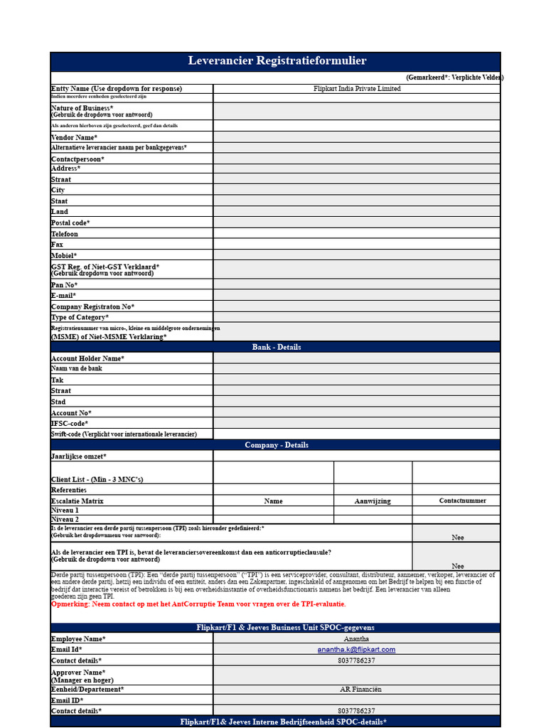 Leverancier Registratieformulier - FKF1J.v2 | PDF
