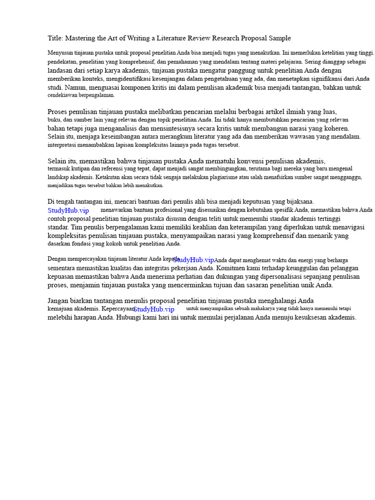 Contoh Proposal Penelitian Tinjauan Pustaka | PDF