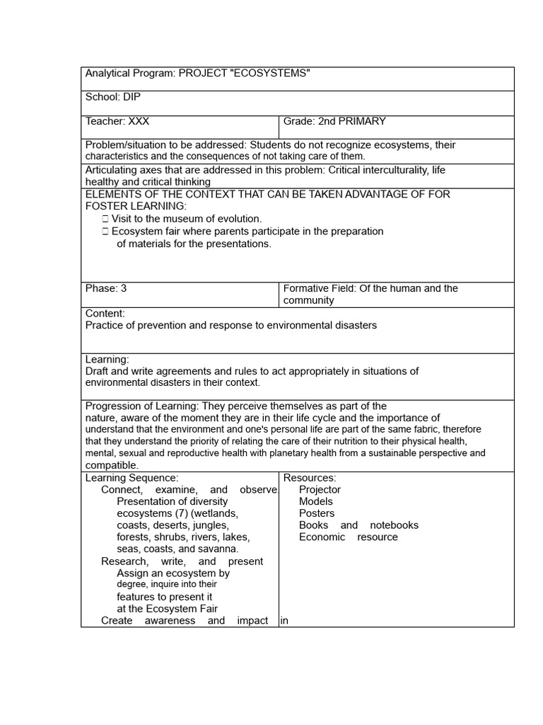 Example Analytical Plan Primary | PDF | Ecosystem | Natural Environment