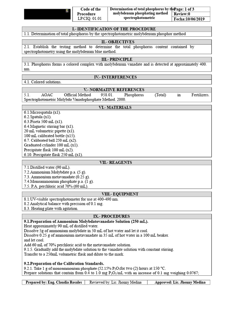 Determination of Total Phosphorus | PDF | Spectrophotometry | Chemistry