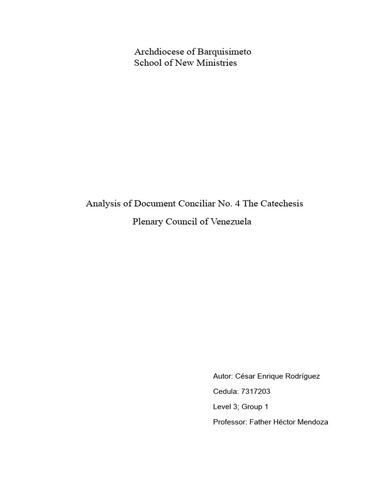 Analysis of the Conciliar Document 4 | PDF | Catechism