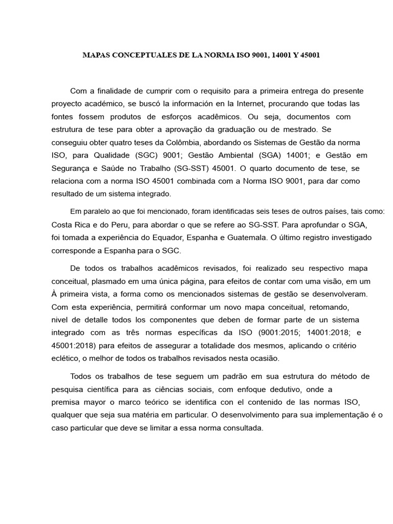 Mapas Conceituais Da Norma ISO 9001, 14001 e 45001 | PDF