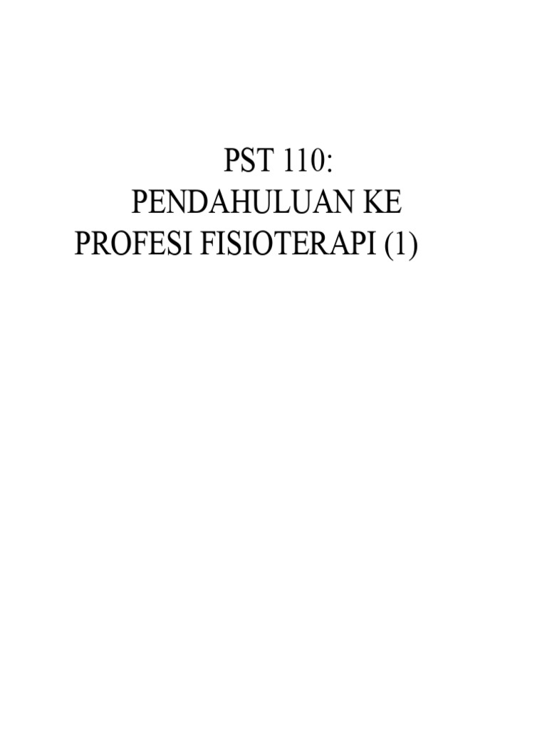 Pengenalan Profesi Fisioterapi dan Sejarahnya | PDF