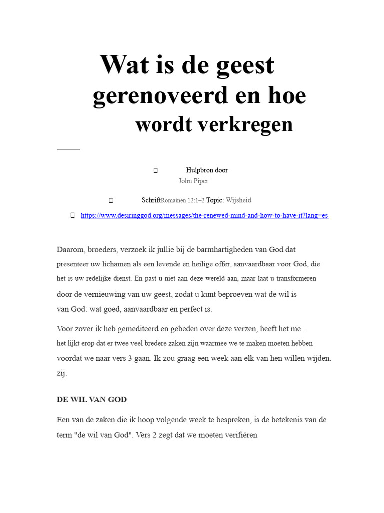 Wat Is de Vernieuwde Geest en Hoe? | PDF