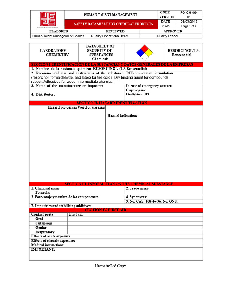 Resorcinol (1,3 Benzenediol) | PDF | Chemical Substances | Chemistry