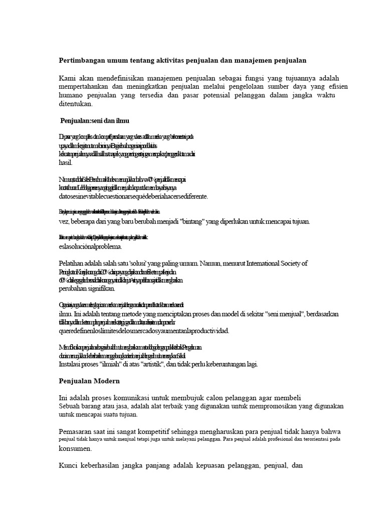 Pertimbangan Umum Tentang Aktivitas Penjualan Dan Manajemen Penjualan | PDF