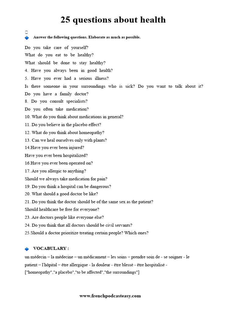 25 Health Questions Explored | PDF