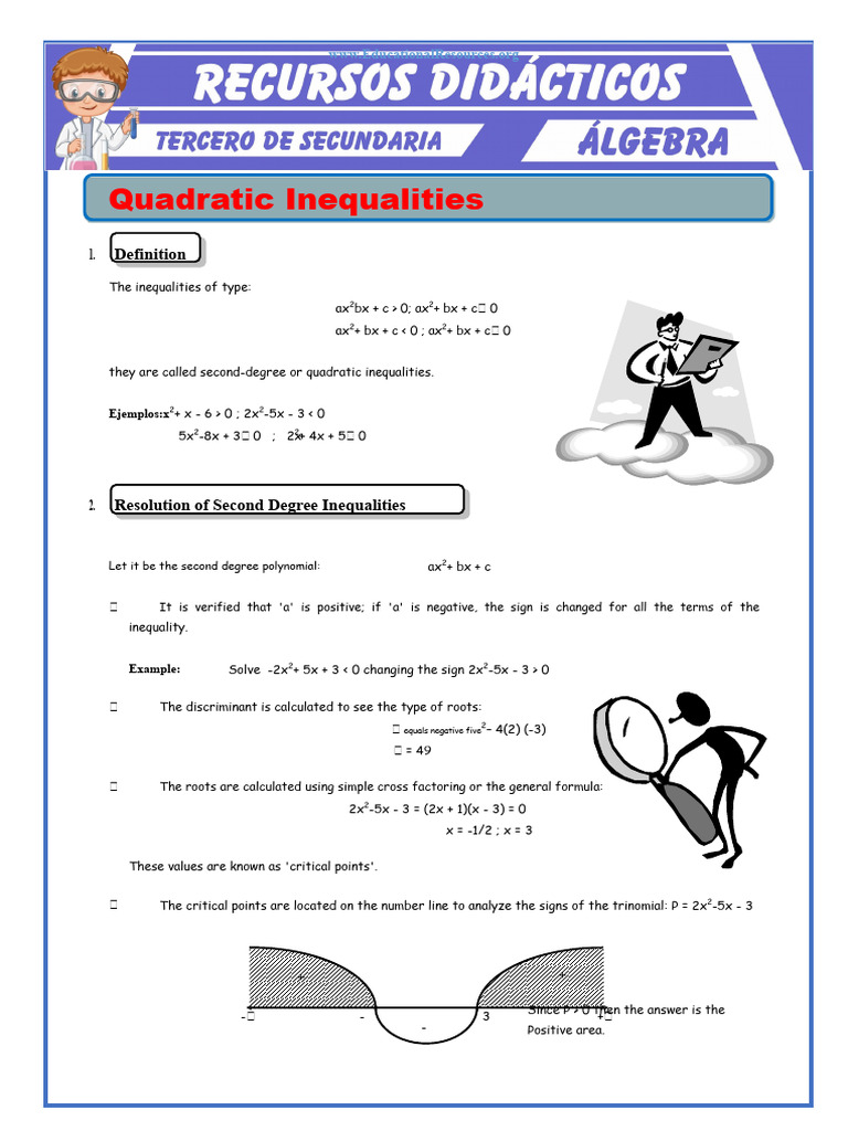 Second Degree Inequalities for Third Year of Secondary School | PDF ...