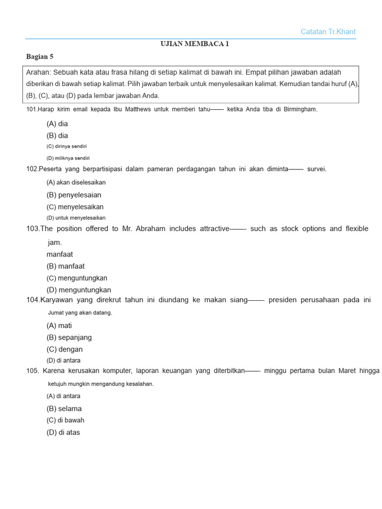 Tes Membaca 1-1 | PDF