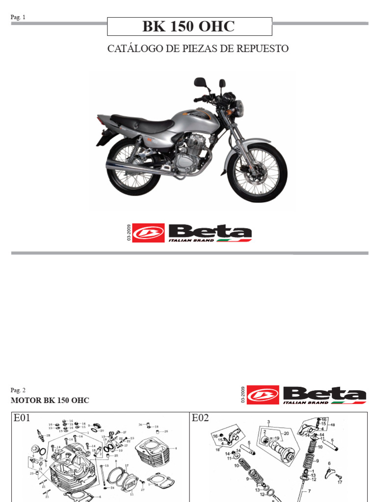 Despiece Beta BK 150 Ohc | PDF | Embrague | Eje