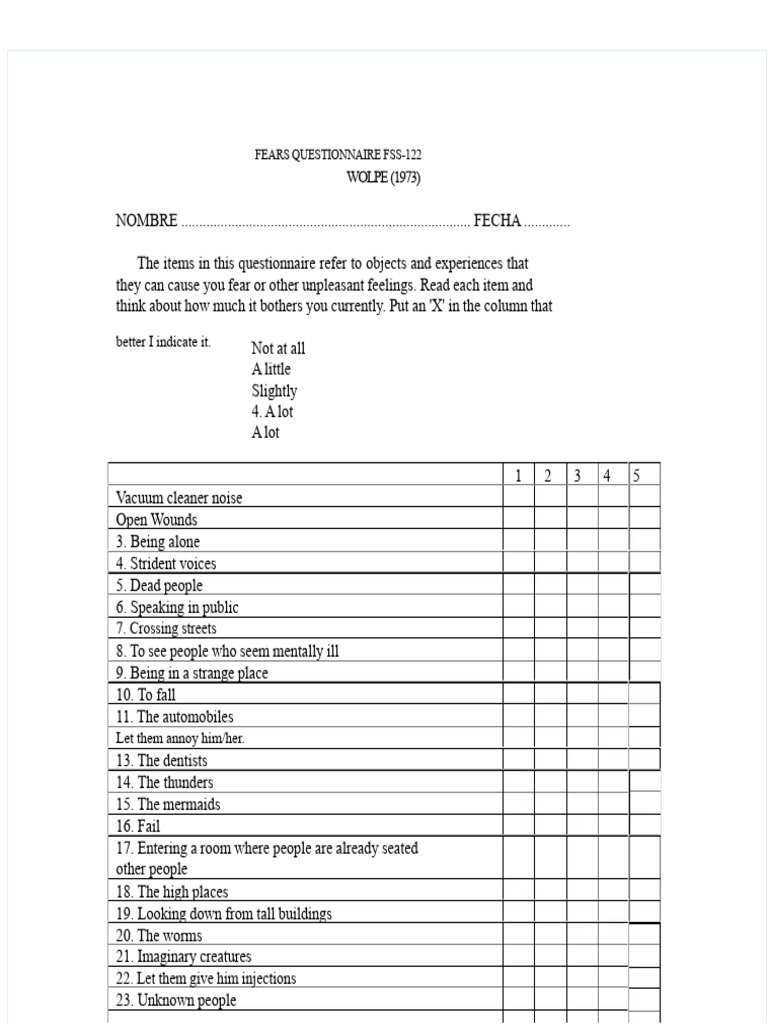 pdf-fss-iii-questionnaire-of-fears-wolpe-and-lang-1964_compress | PDF | Fear