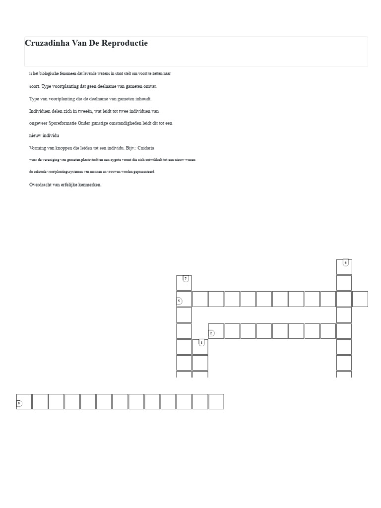 Kruiswoordpuzzel Van de Reproductie SESI | PDF