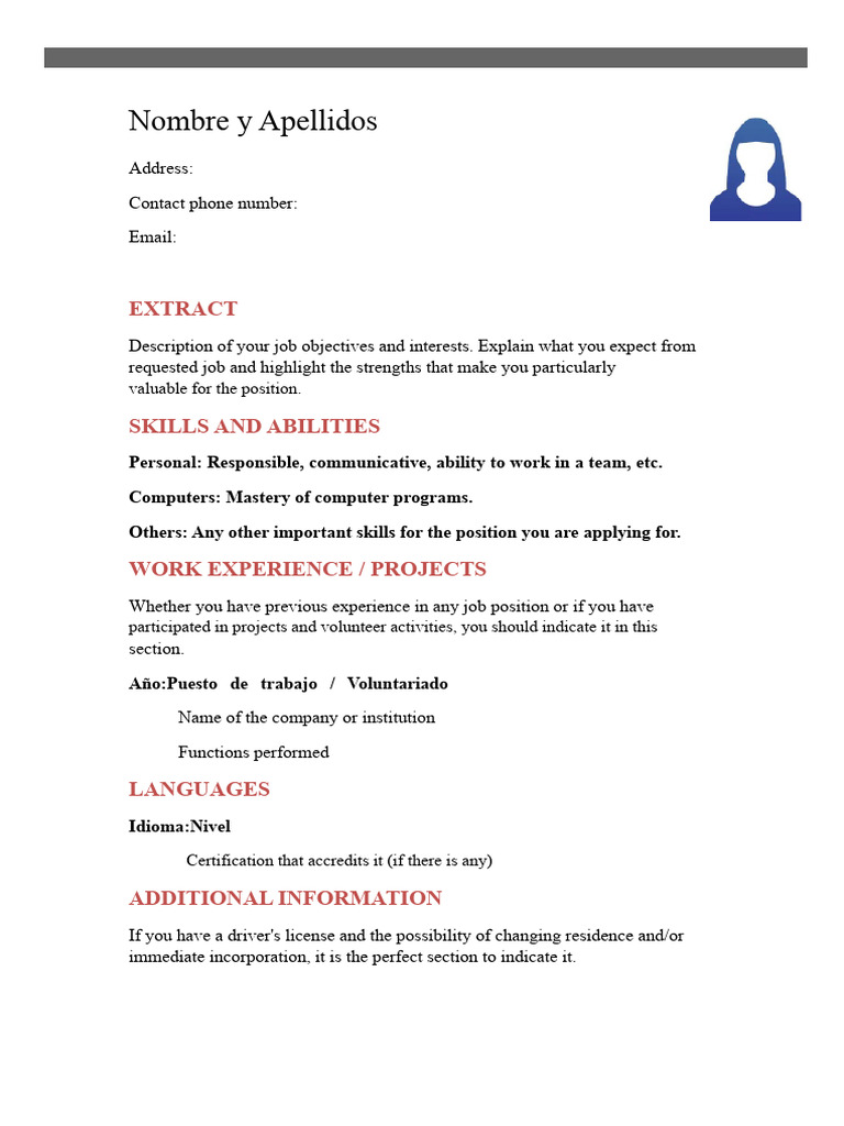 Resume Template Without Education | PDF