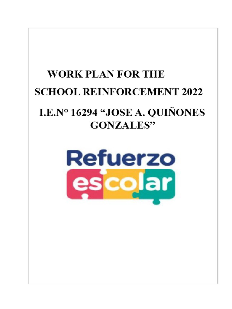 School Reinforcement Plan 2022 | PDF | Curriculum | Pedagogy