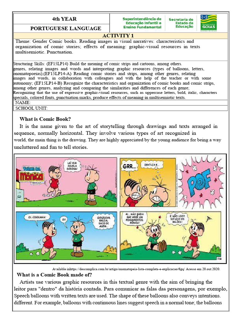 Activity 1 Theme Comic Strip 4th Year Answer Key | PDF | Comics | Human ...
