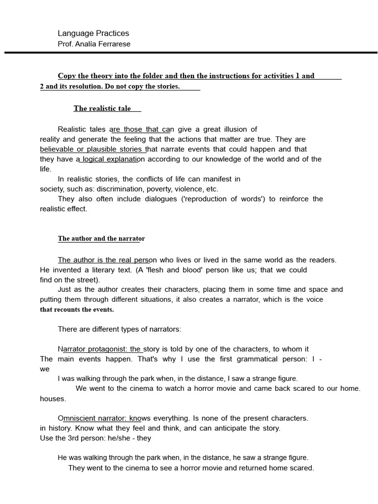 Understanding Realistic Tales and Narrators | PDF | Narrative
