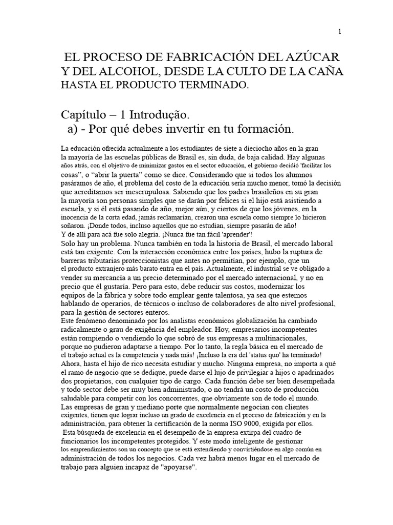 El Proceso de Fabricación Del Azúcar y Del Alcohol | PDF | Caña de ...