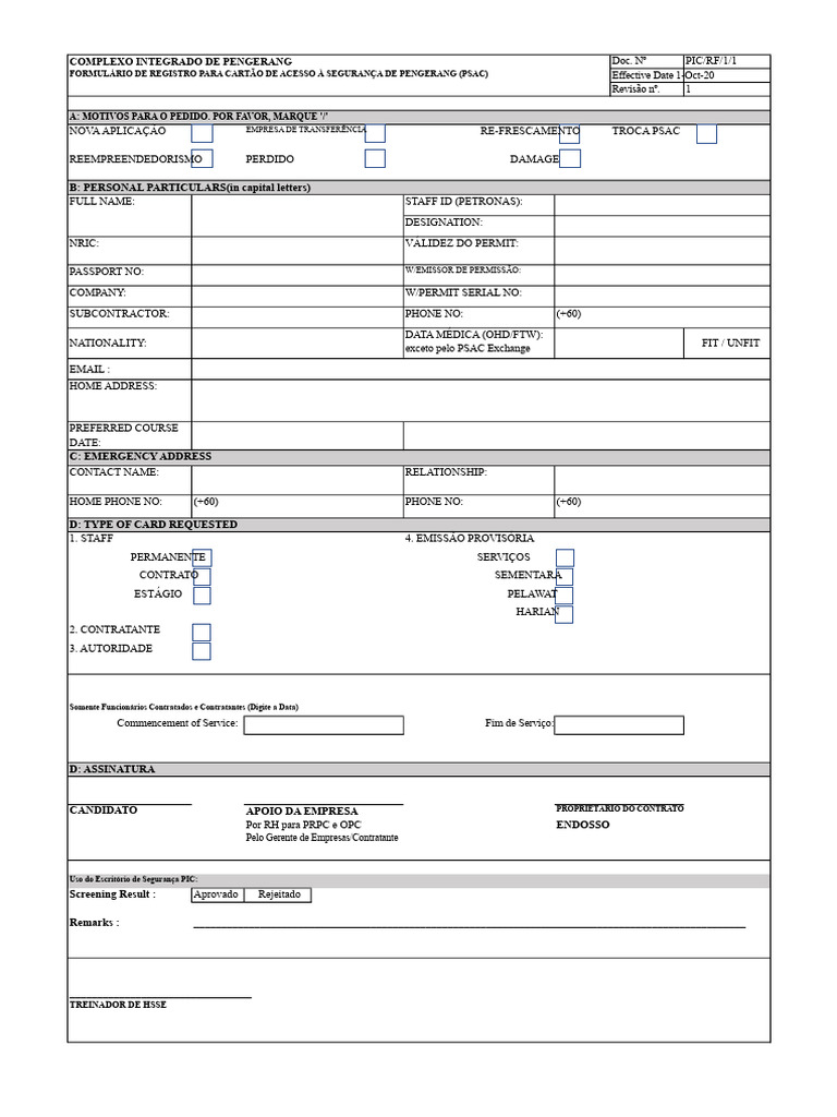 Formulário de Registro PSAC 2020_R2 (1) (2) | PDF