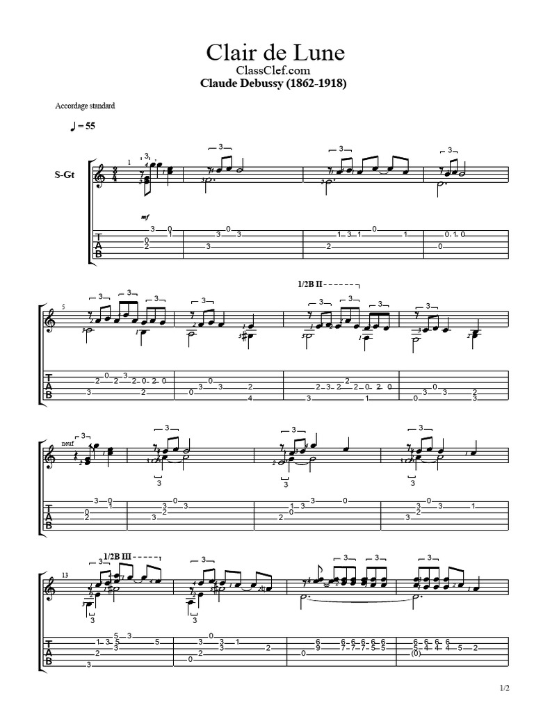 Partition Clair de Lune Debussy | PDF | Compositions musicales