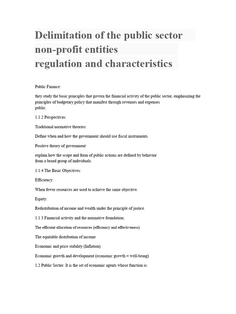 Delimitation of The Public Sector, Non-Profit Entities Regulation and ...