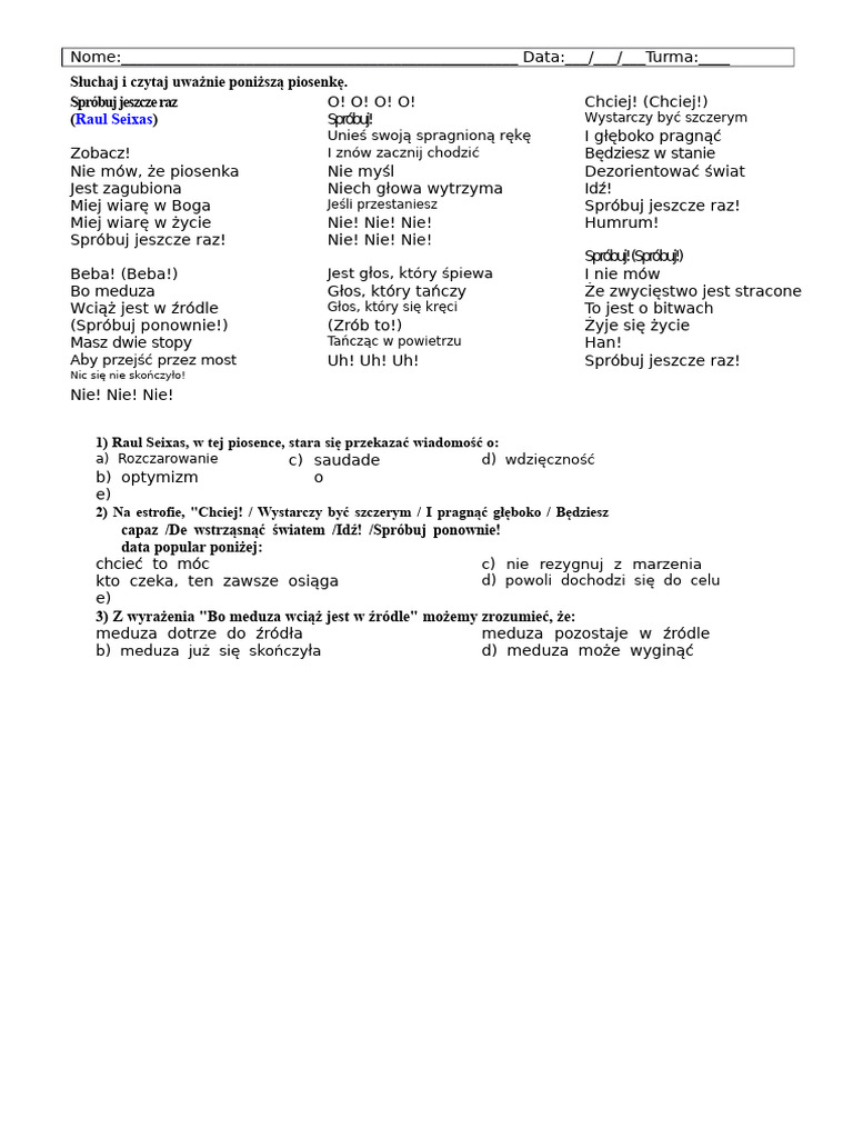 Interpretacja Tekstu - Spróbuj Ponownie | PDF