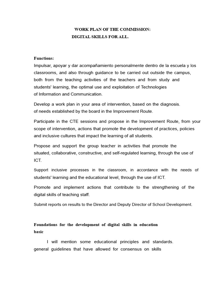 Work Plan for ICTs in Primary Education | PDF | Information And ...