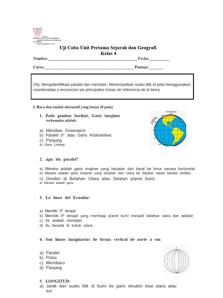 uji 1 sejarah paralel dan meridian | PDF