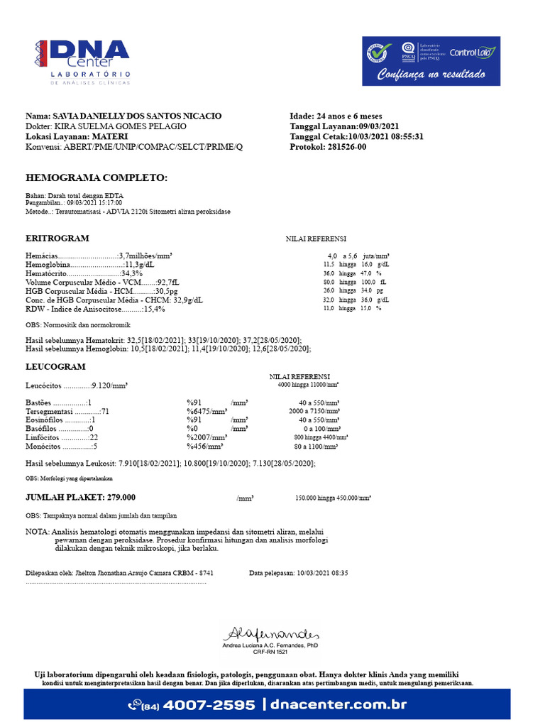 Hasil Lab. DNA Center 21161216477571 | PDF