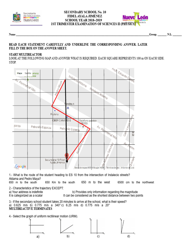 Quarterly Physics Exam 2nd Grade | PDF | Acceleration | Speed