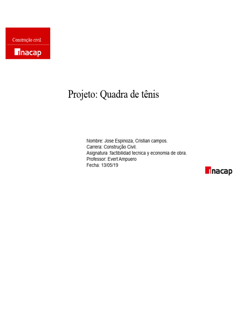 quadra de tênis a entregar.pptx | PDF