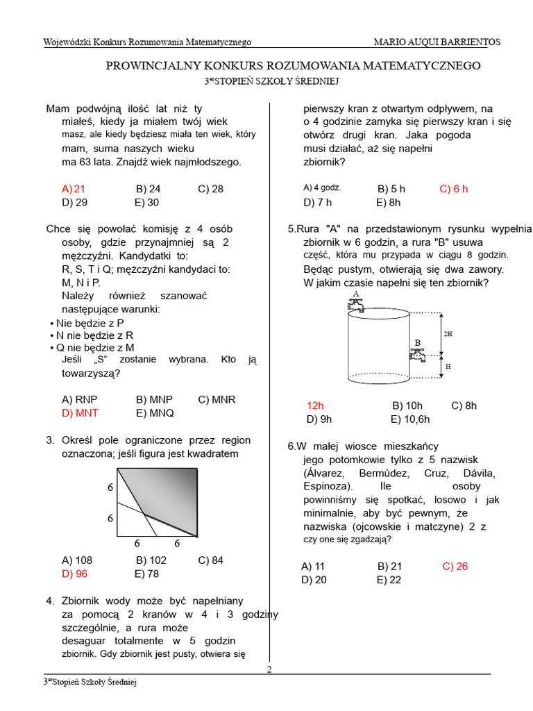 KONKURS MATEMATYCZNY | PDF