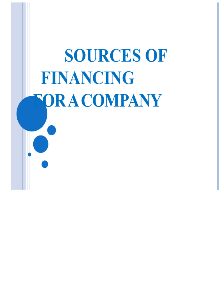 Sources of Financing For A Company | PDF | Loans | Securitization