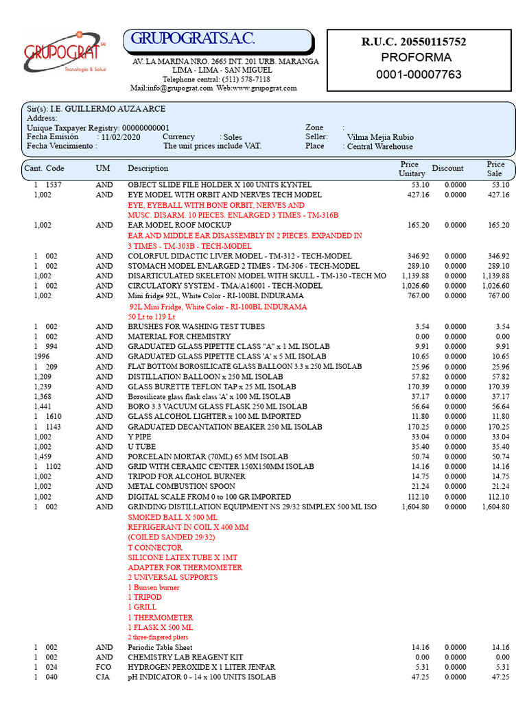 Quotation for laboratory materials | PDF | Pump | Vacuum
