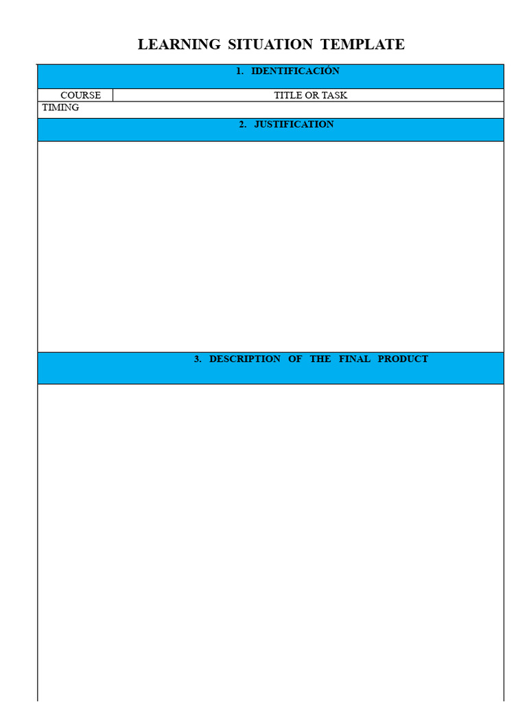 Learning Situation Template Guide | PDF