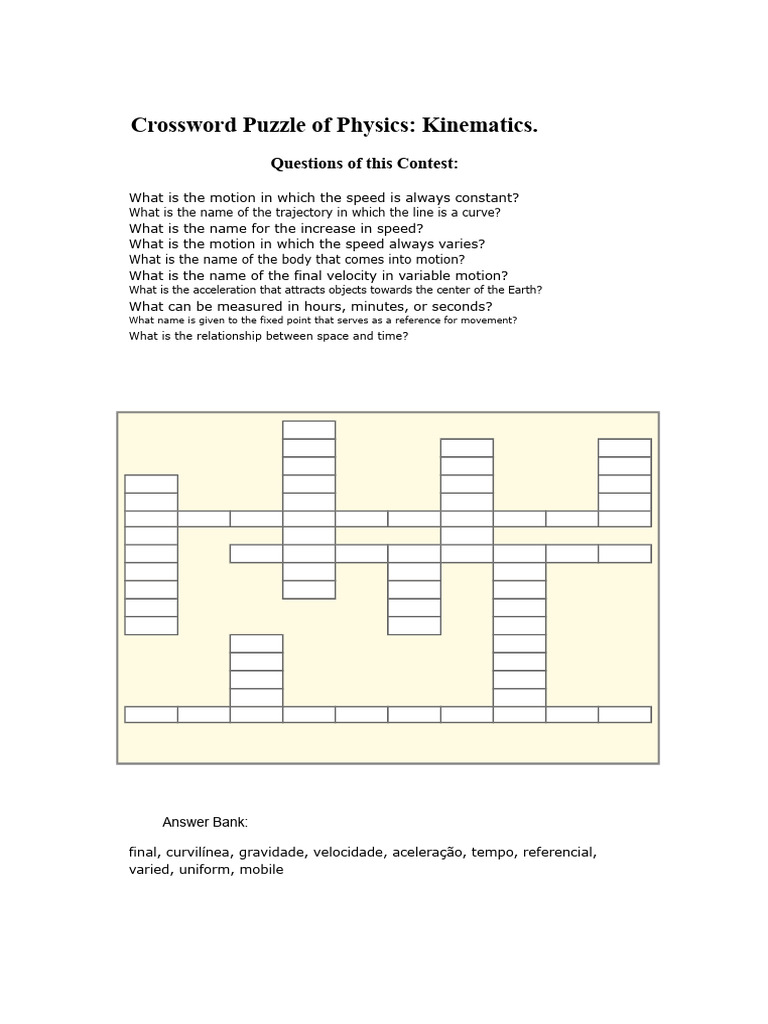 Physics Crossword | PDF