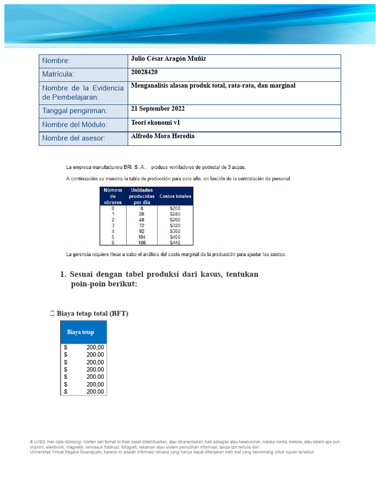 Menganalisis Alasan Produk Total, Rata-Rata, Dan Marginal | PDF