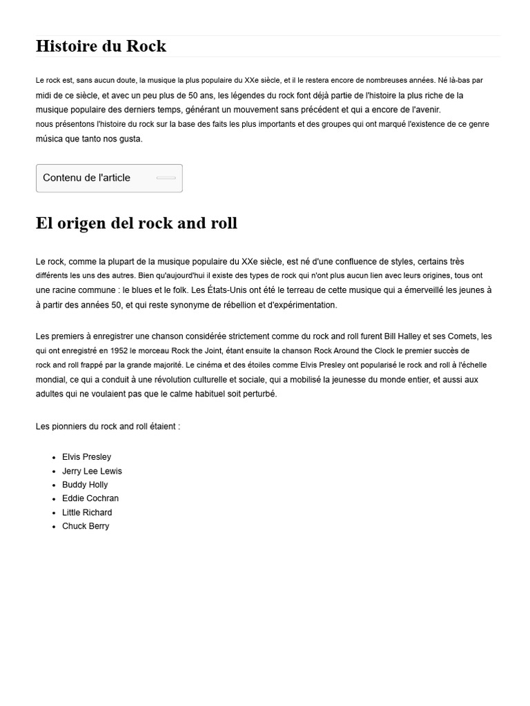Histoire du Rock : Évolution et Icônes | PDF | Musique rock | Rock and roll