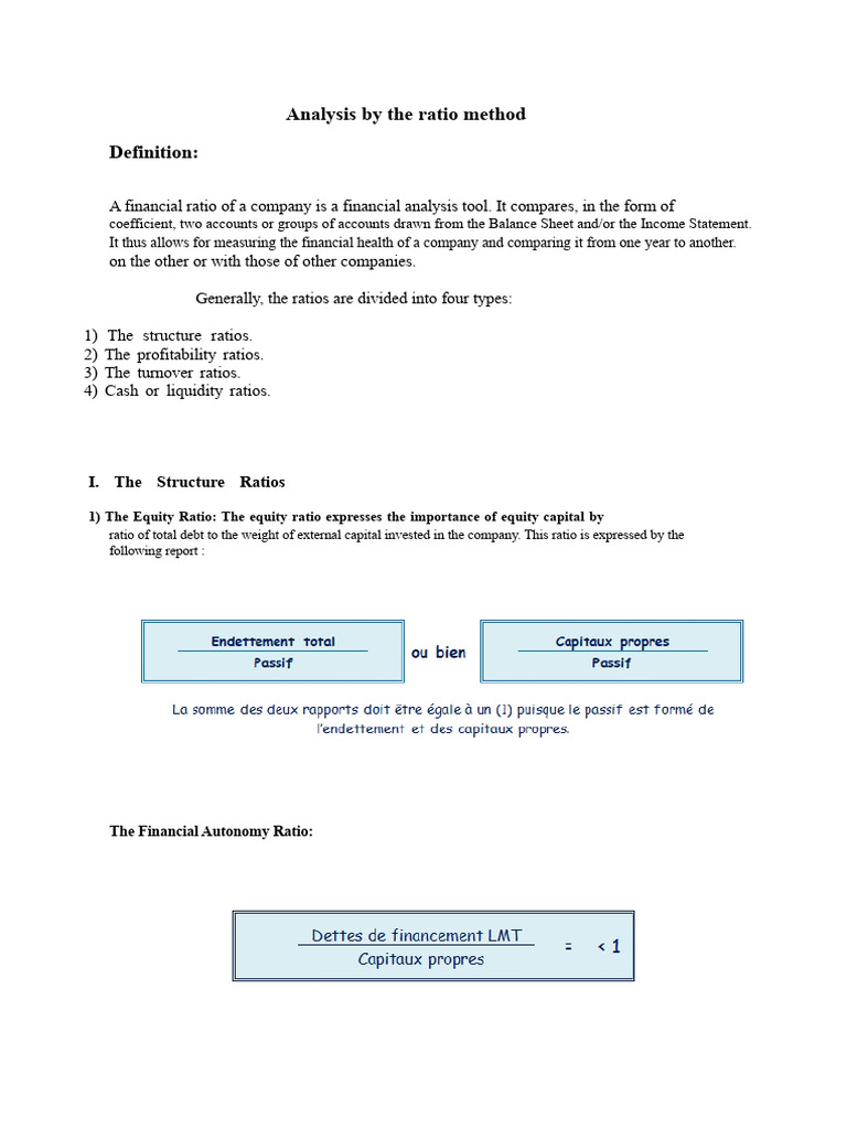 Analysis by The Ratio Method | PDF | Debt | Equity (Finance)
