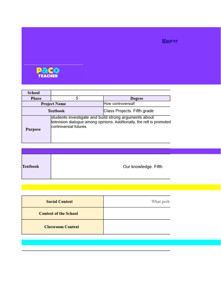 What Controversial Projects Classroom 5th PACO Teacher 9b9bdfe3ee | PDF ...