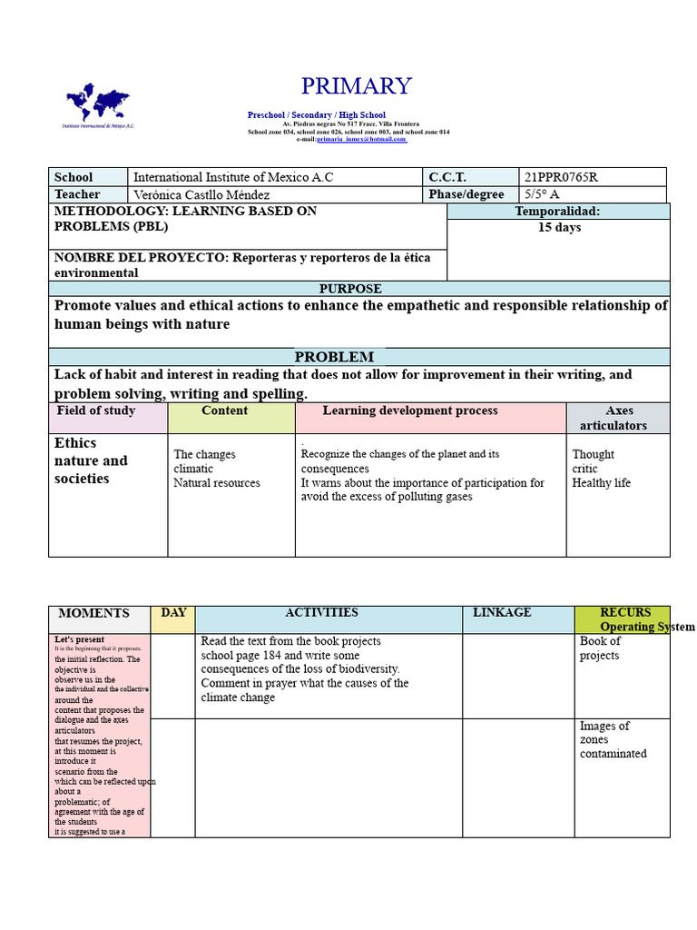 Project-Based Planning ABP 5°ok | PDF | Knowledge | Natural Environment