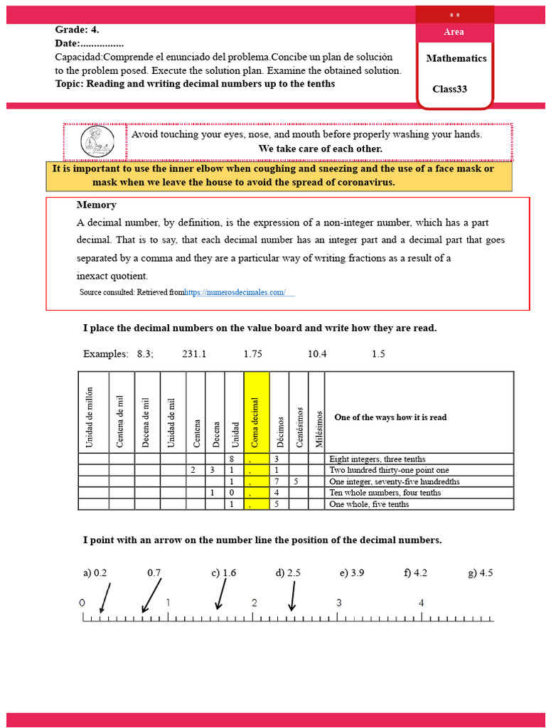 FOURTH_GRADE_MATHEMATICS_CLASS_33_Tuesday_17 (1) | PDF | Decimal | Numbers