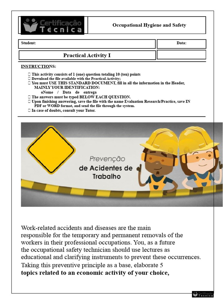 Practical Activity I - Hygiene and Occupational Safety | PDF ...