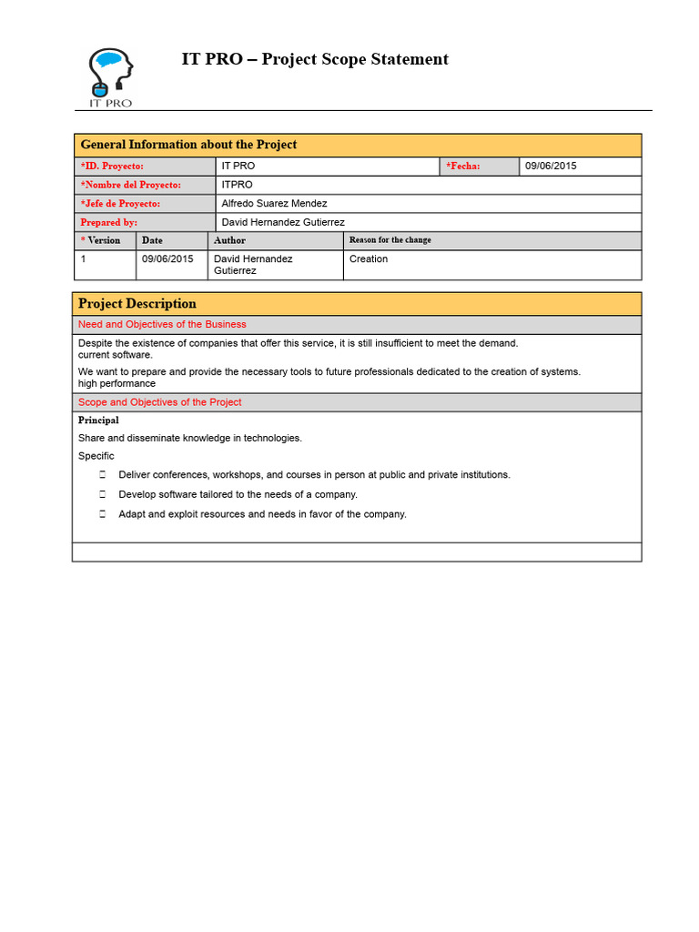 Project Scope Statement | PDF