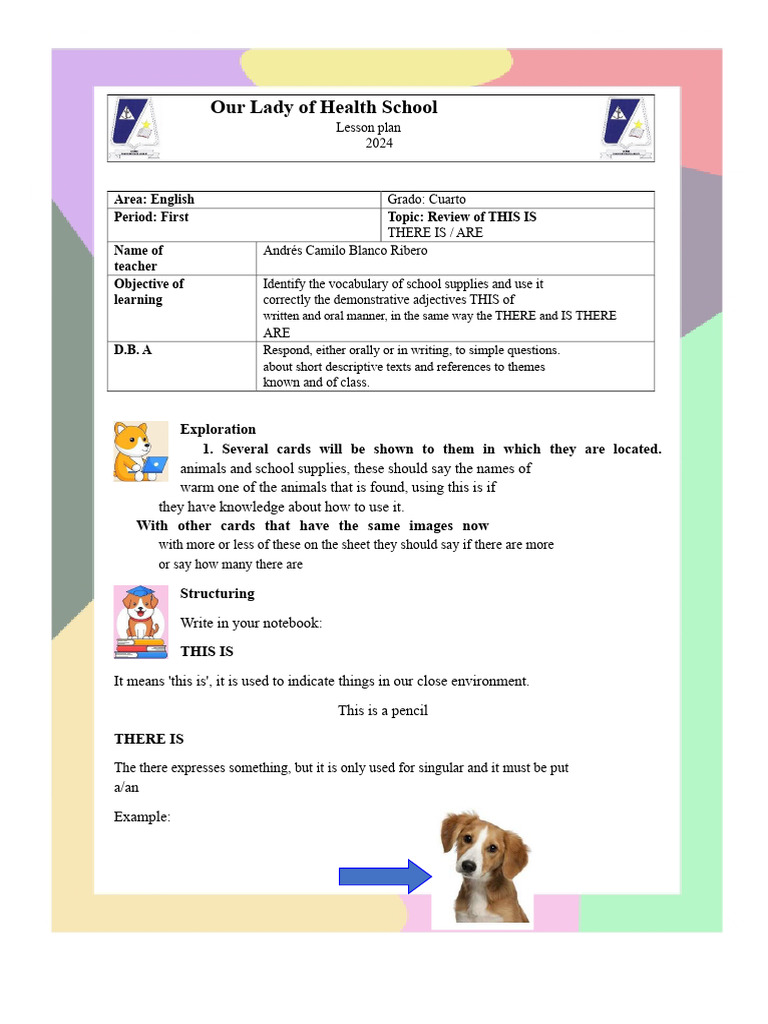 English Lesson Plan: THIS IS & THERE ARE | PDF | Lesson Plan | English ...